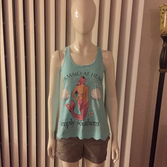 Simply Southern | Tops | Simply Southern Mermaid At Heart Tank Size ...